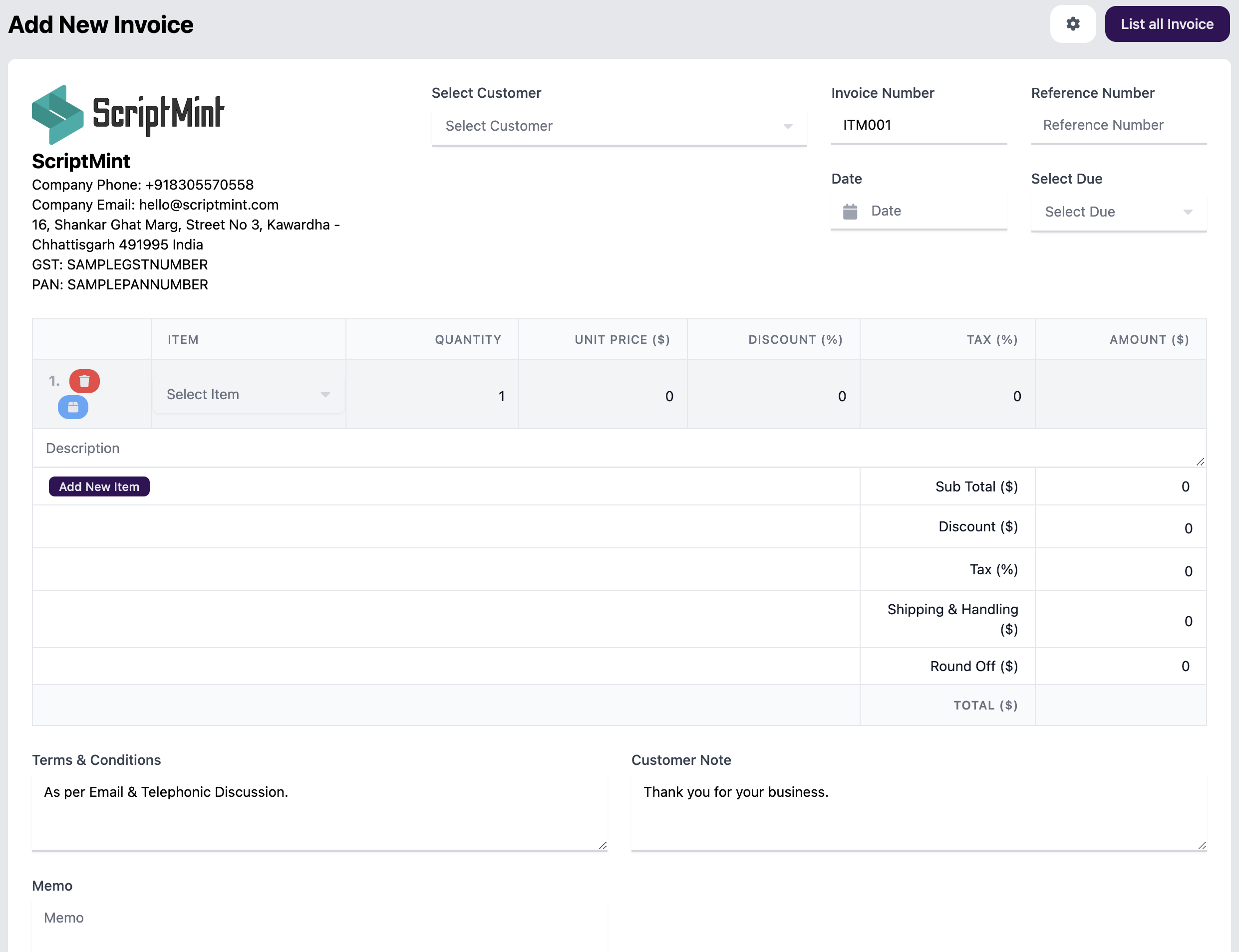 Mint Invoice - Better Invoicing tool for Individuals, Freelancers & Teams by ScriptMint